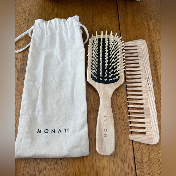 MONAT GLOBAL | Hair | Monat Wooden Paddle Brush Comb Set With Dust Bag ...